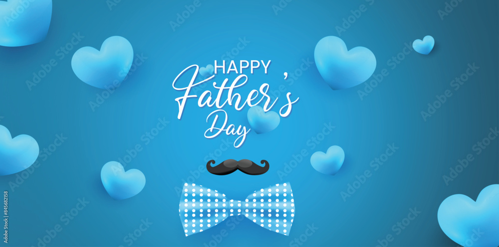 Happy Father's Day background design with realistic love, beard, and ...