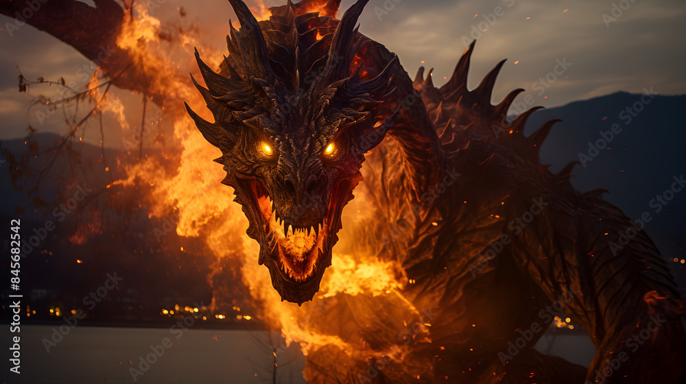 dragon spitting fire photo, photo of a dragon spitting fire Stock ...