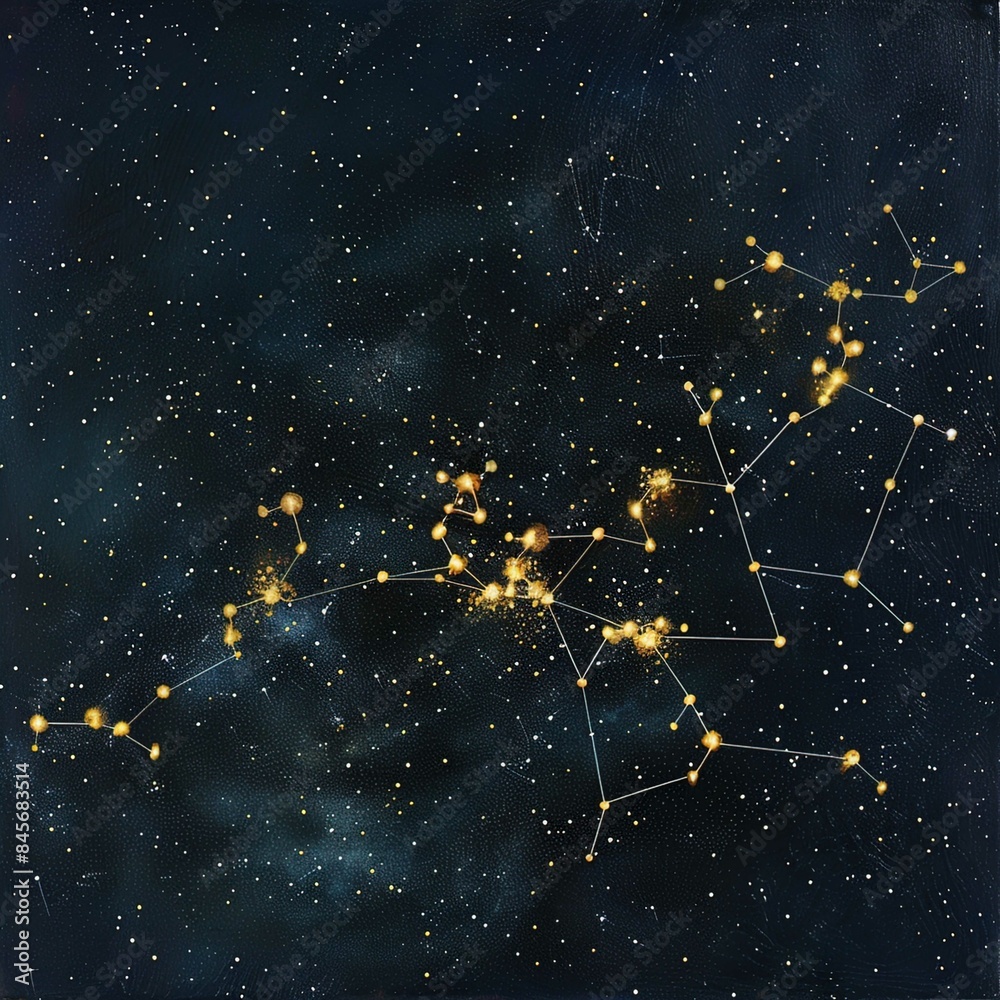 A luminous depiction of a starry night sky showcasing a complex ...