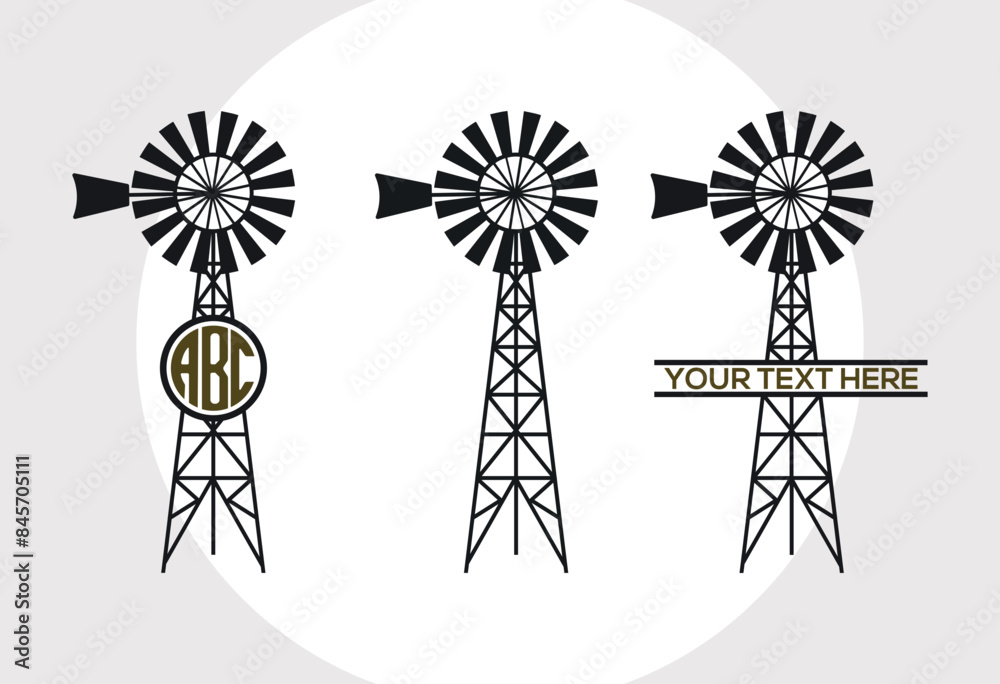 Wind Turbine SVG Cut File, Wind Turbines Landscape Svg, Wind Energy Svg ...