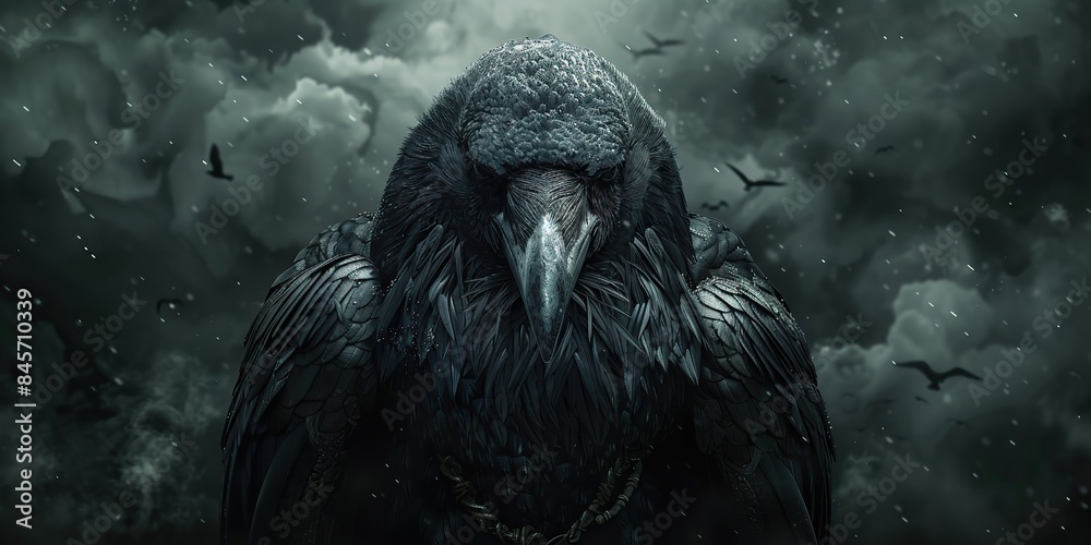 in modern illustrations pagan norse design with raven sword and runes ...