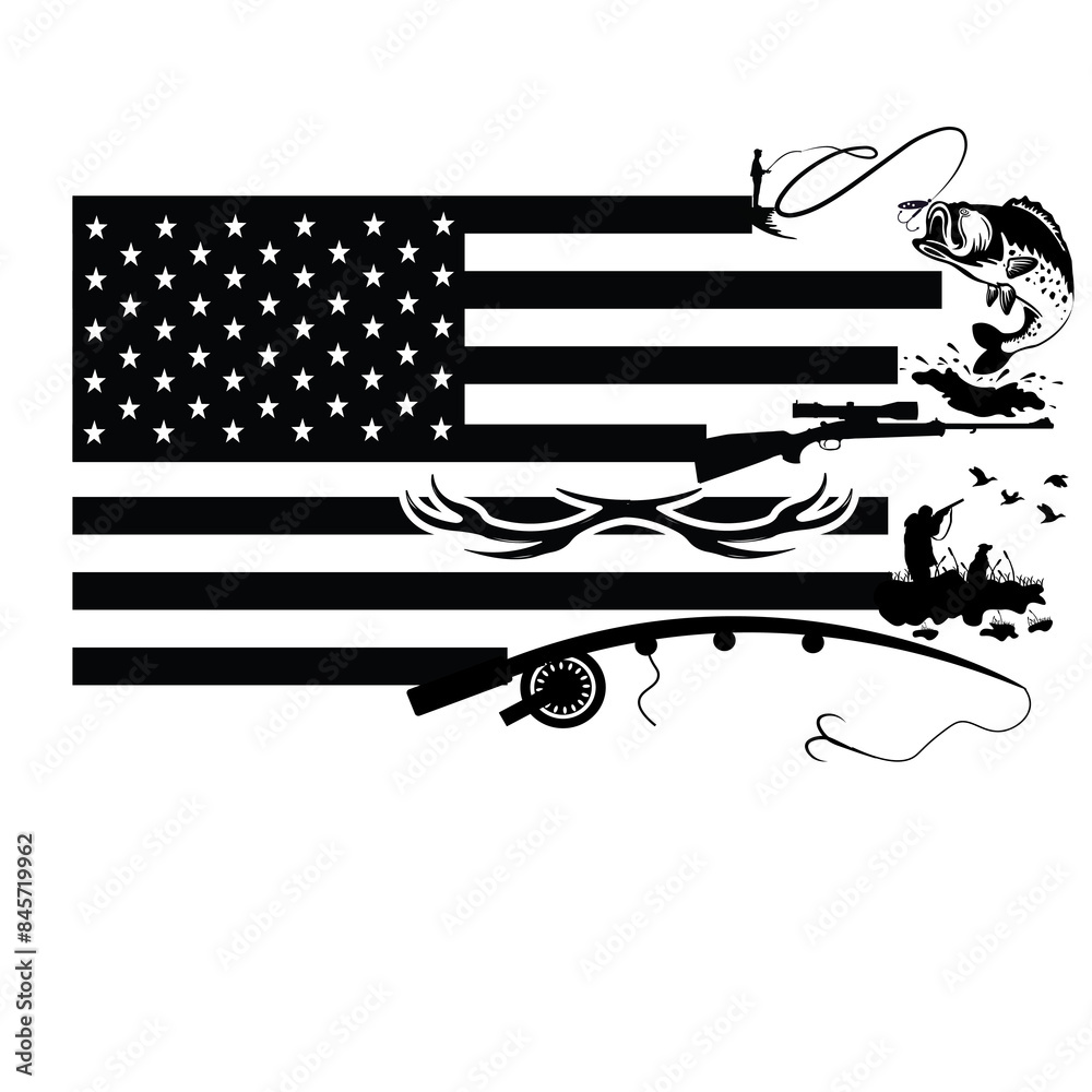 Hunting fishing deer USA american flag svg png, fishing svg, Best Dad ...