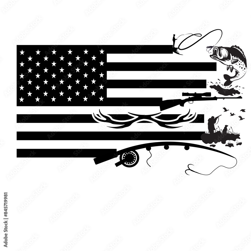 Hunting fishing deer USA american flag svg png, fishing svg, Best Dad ...