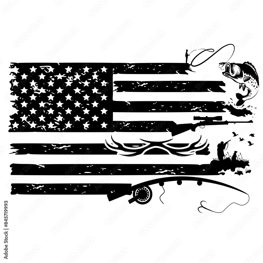 Hunting fishing deer USA american flag svg png, fishing svg, Best Dad ...