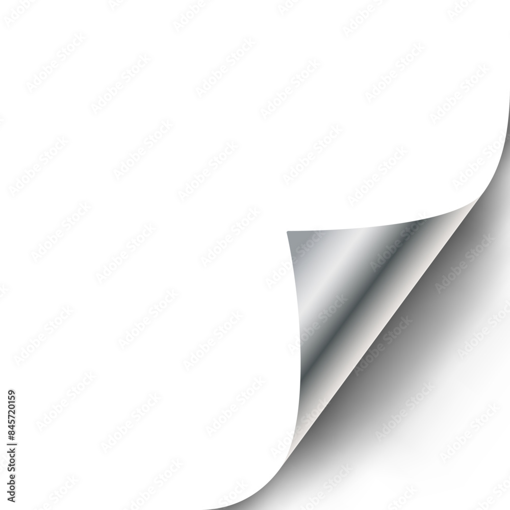 Curly Page Corner. Realistic illustration with transparent shadow ...