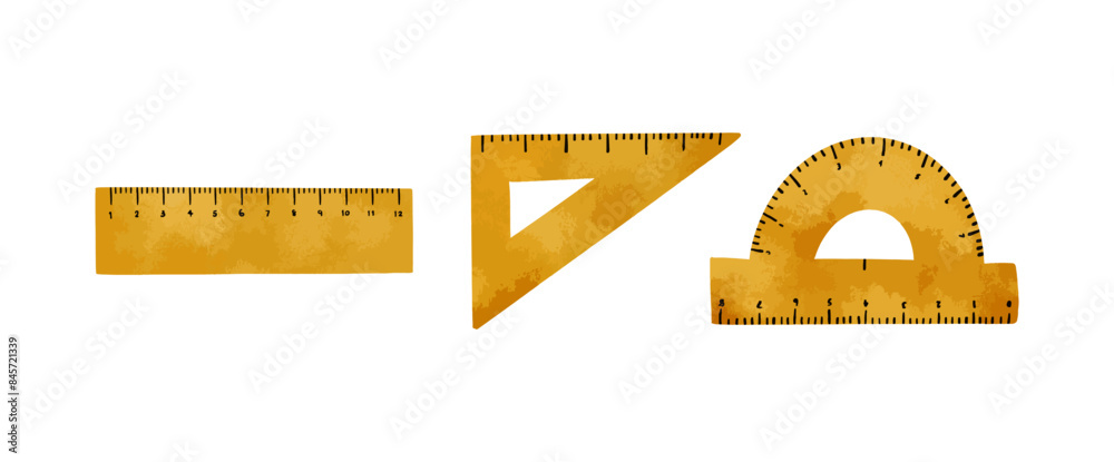 Watercolor ruler protractor clipart vector illustration isolated on ...