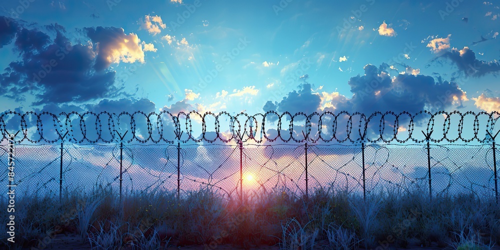 metal barbed wire borders and sharply barb wire fencing modern symbols ...