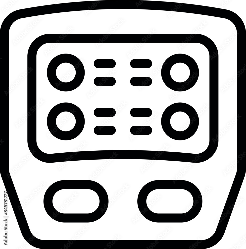 Simple line drawing of a stove top with burners and control knobs ...