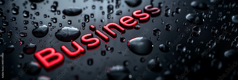 Black dark background, 3D text style, water drop, top view, text color ...