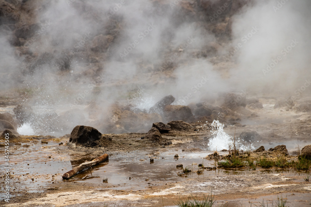 Alolabad geothermal area in Ethiopia with surreal landscape of colorful ...