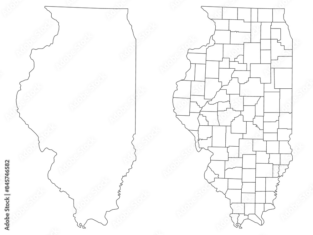Illinois administrative map, Illinois outline and counties state map ...