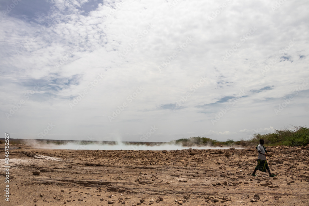 Alolabad geothermal area in Ethiopia with surreal landscape of colorful ...