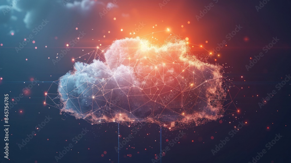 Depicting a hologram of the weather the cloud and the sun are composed ...