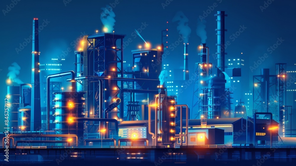 Depicting the heavy industry concept an industrial plant manufacturing ...