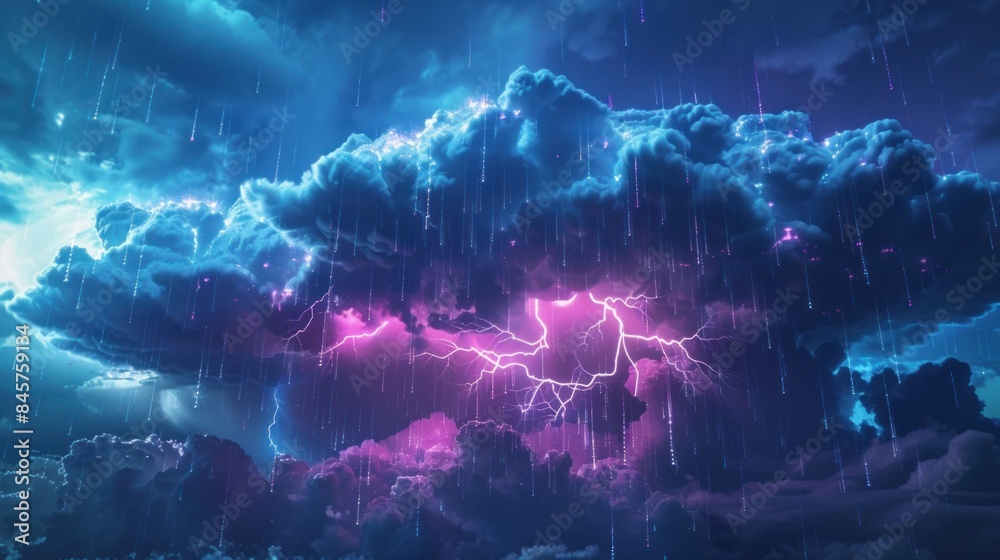 Illustrating a futuristic thunderstorm weather and meteorology concept ...