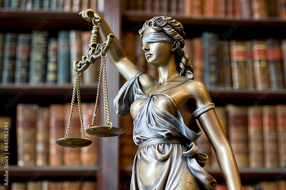 Legal and law concept statue of Lady Justice with scales in the law ...