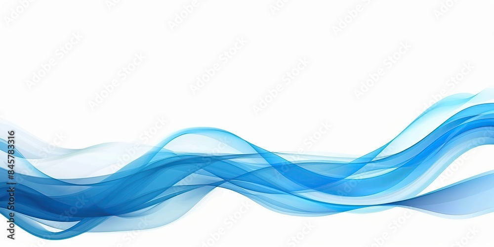 Blue color wave isolated on white. Abstract background with smoke wavy ...