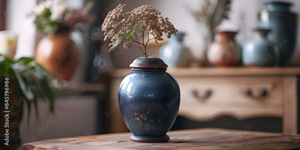 Cremation Funeral Scene Photo of Urn and Embalmed Body. Concept Funeral ...