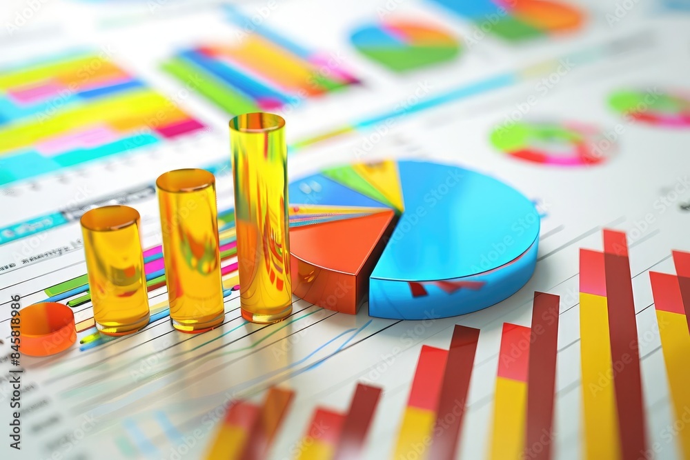 Data Charts and Graphs A collection of colorful pie charts and bar ...