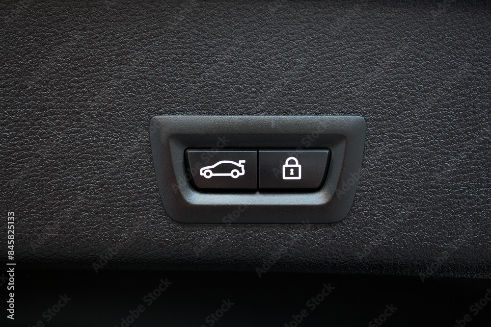 Trunk lock and door release button. Car trunk lid open button for ...