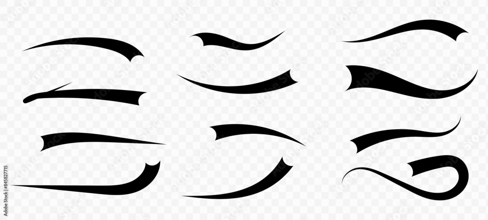 Swoosh line vector, underline swish, stroke swash swirl, curly hand ...