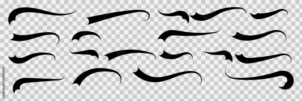 Set of Swoosh and swoop underline typography tails shape in flat styles ...