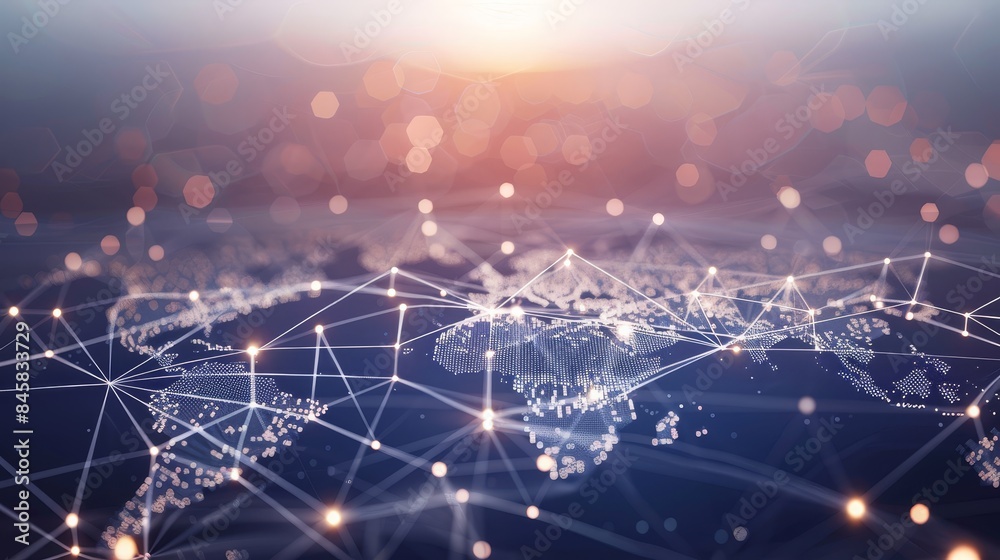 Global Network Connection - Digital World Map - A digital ...