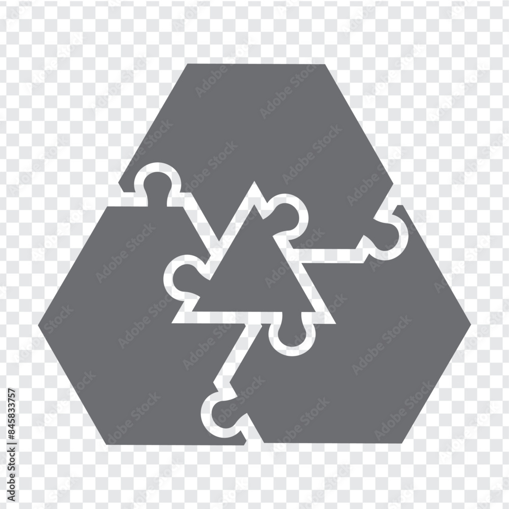 Simple icon hexagons puzzle in gray. Simple icon hexagon puzzle of ...