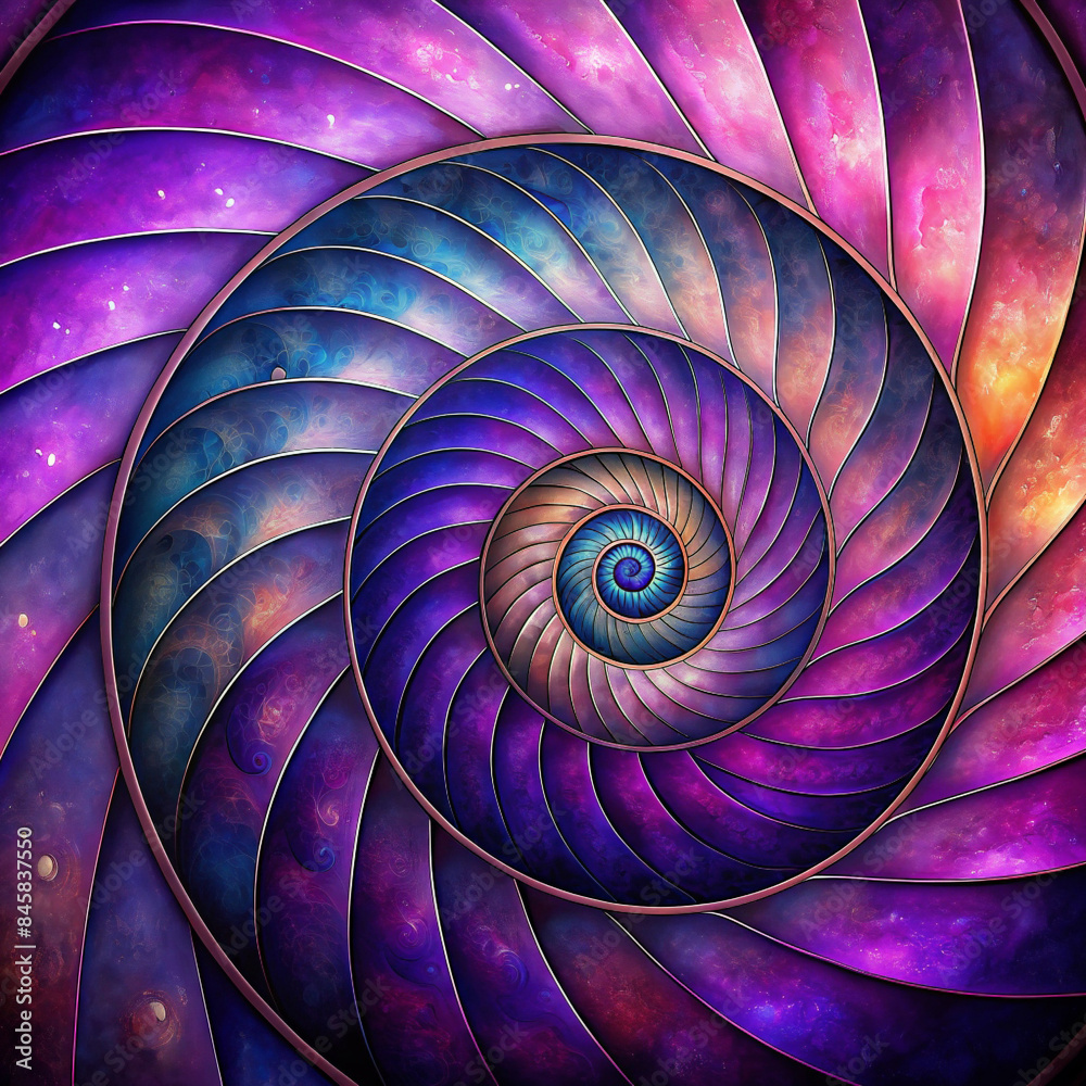 purple and blue create a mesmerizing spiral that resembles a galaxy or ...