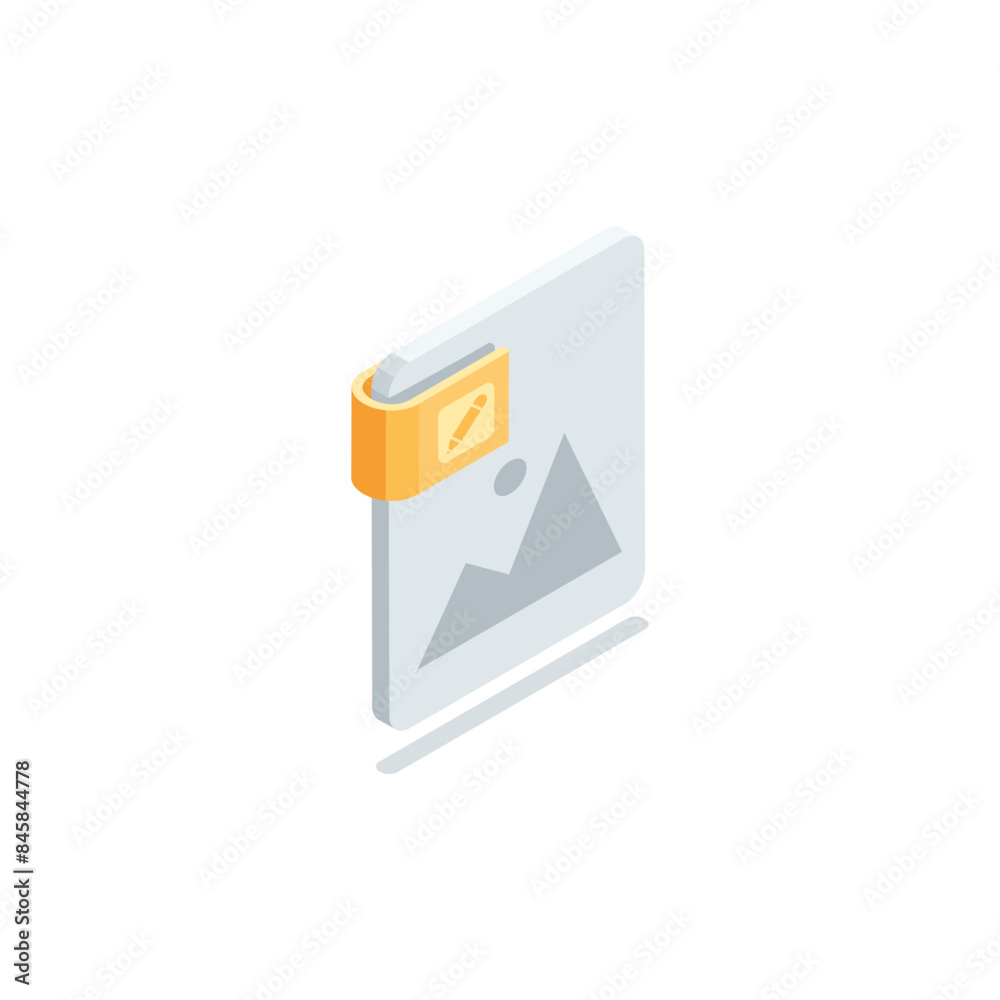 isometric vector graphic file icon, in color on white background ...