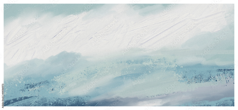 Long Modern Edgy Landscape Cloudscape of Clouds, Hills, Valley Meadow ...