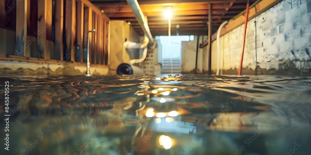 Remediation for a Flooded Basement from Snowmelt or Pipe Burst. Concept ...