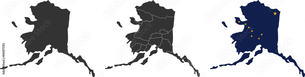 Alaska state of USA. Alaska flag and territory. States of America ...