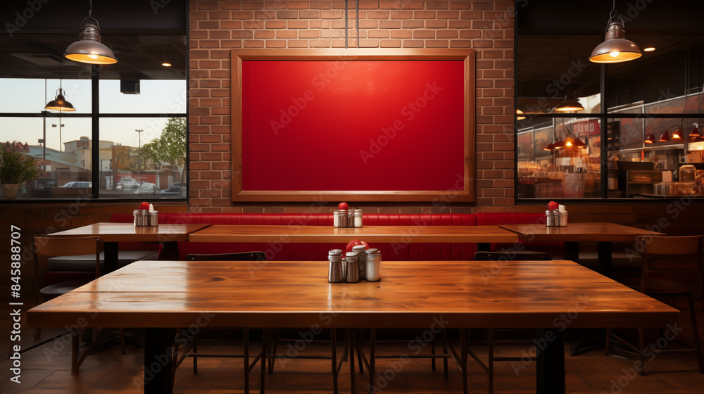 Empty board in fast food restaurant, waiting for new specials and menu ...