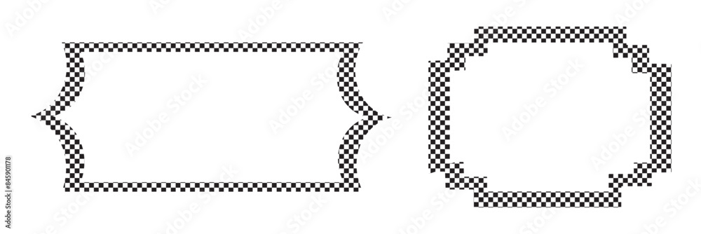 Rectangle frame with checkered print on borders. Rectangular vignette ...