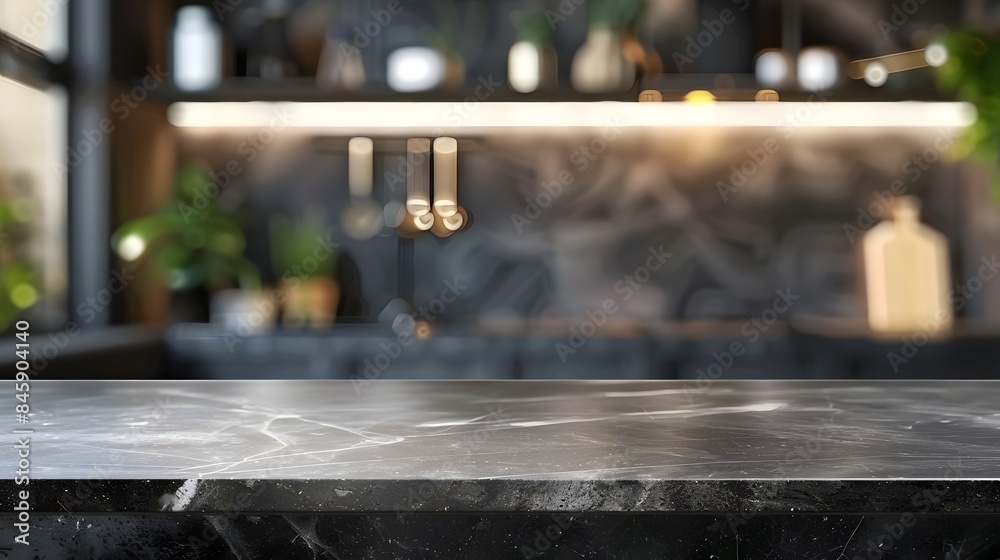 Marble counter table top on blurred kitchen background. can be used ...