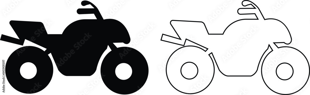 Motorcycle, bike, and motorbike icon set. Side view motorcycle for ...