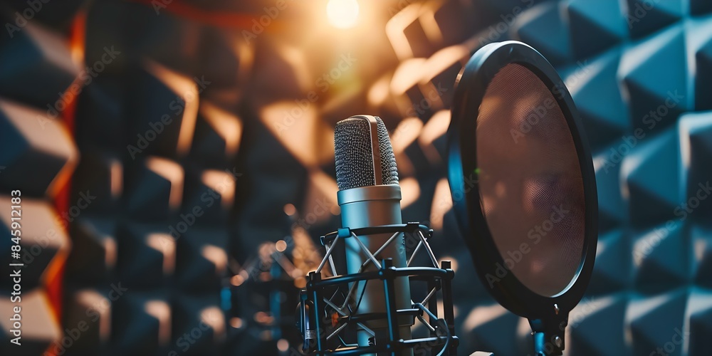 Professional voiceover studio equipped with sound booths microphones ...