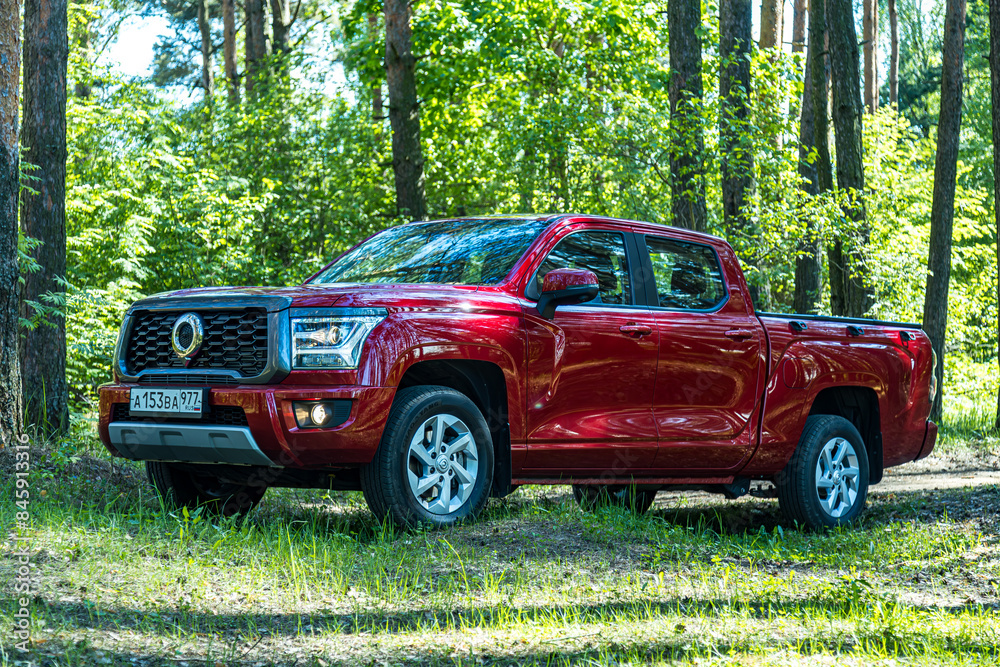Moscow, Russia. June 2024: Red GWM great wall Poer KingKong pickup in ...