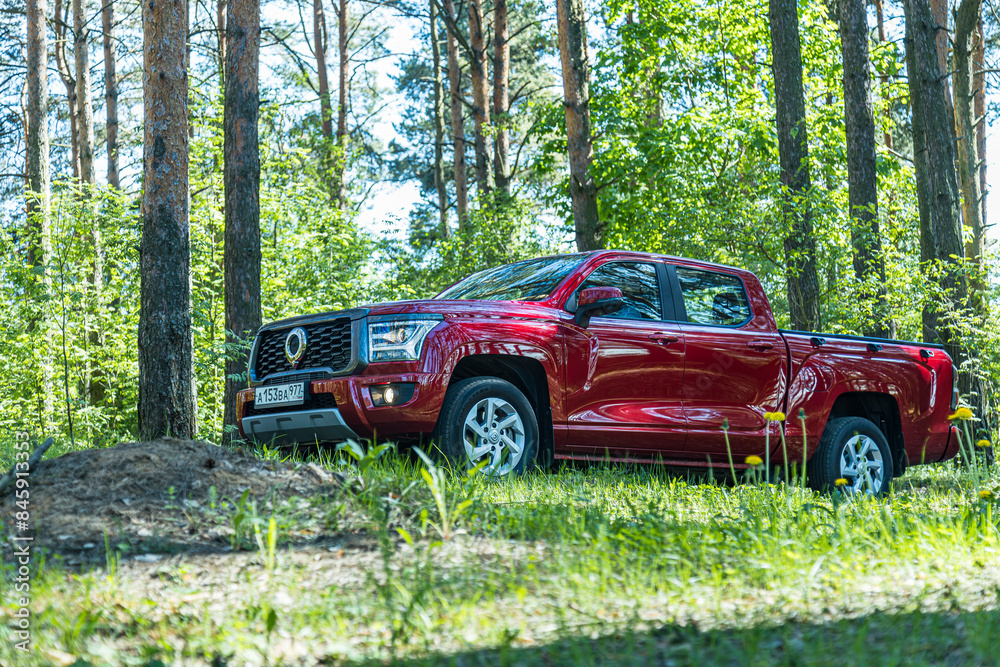 Moscow, Russia. June 2024: Red GWM great wall Poer KingKong pickup in ...