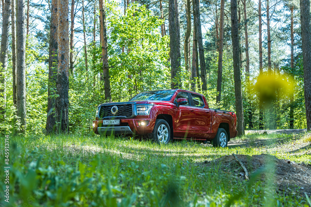 Moscow, Russia. June 2024: Red GWM great wall Poer KingKong pickup in ...