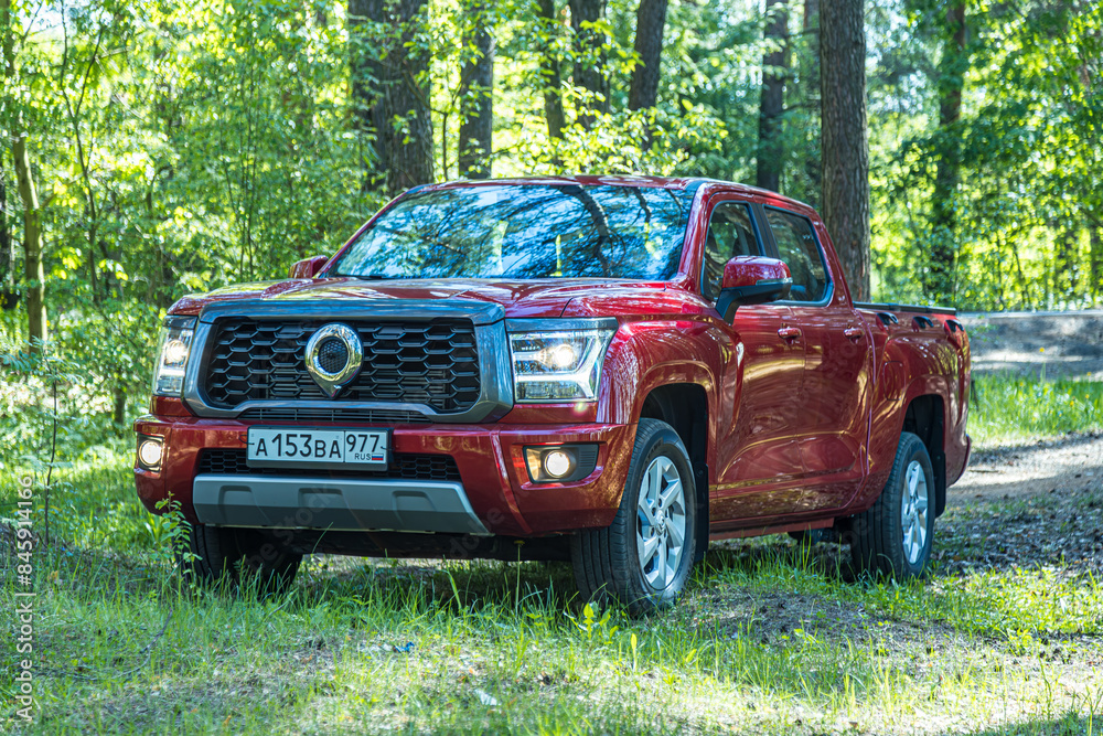 Moscow, Russia. June 2024: Red GWM great wall Poer KingKong pickup in ...