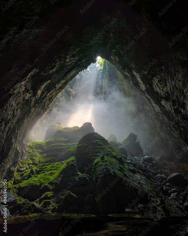 Poster The collapsed ceiling of Son Doong cave called Doline or ...