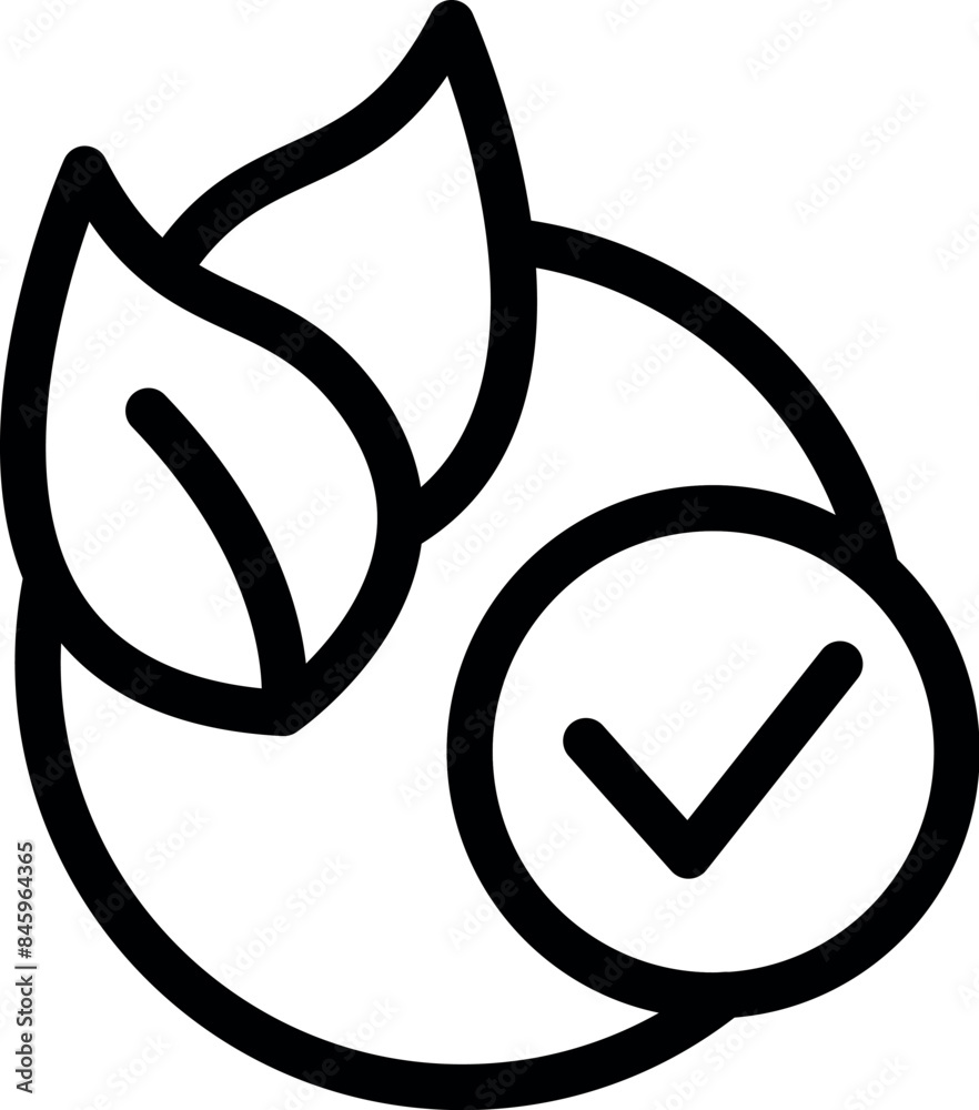 Eco friendly product checkmark symbol with leaves for sustainable ...
