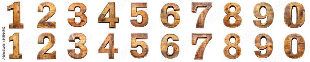 Vintage wood numbers set isolated transparent background PNG file Stock ...