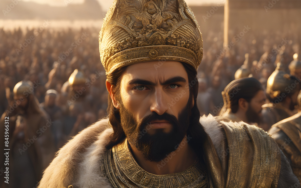 Cyrus The Great entering Babylon, the golden twilight backlighting his ...