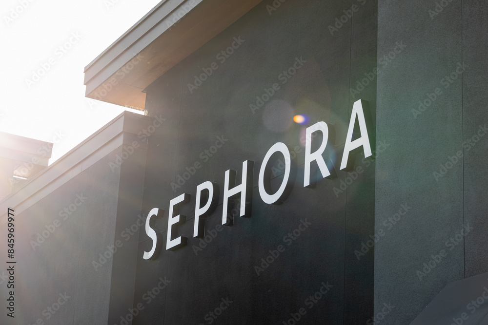 Dublin, California, USA - June 7, 2024: Close view of the Sephora logo ...
