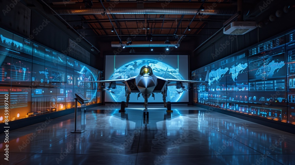 A modern training facility featuring a holographic simulation of a ...