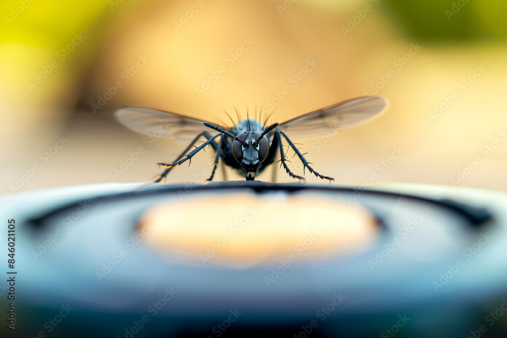 Close-up view of a fly in the crosshairs of a sniper scope, with a ...