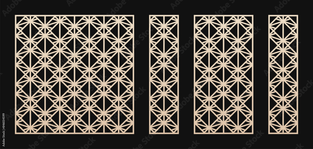 Laser cut panel set. Vector template with abstract geometric pattern ...